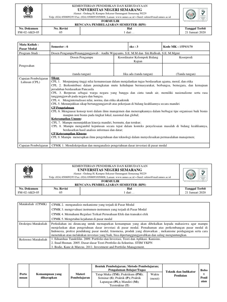 RPS Pasar Modal 2020 | PDF | Bisnis