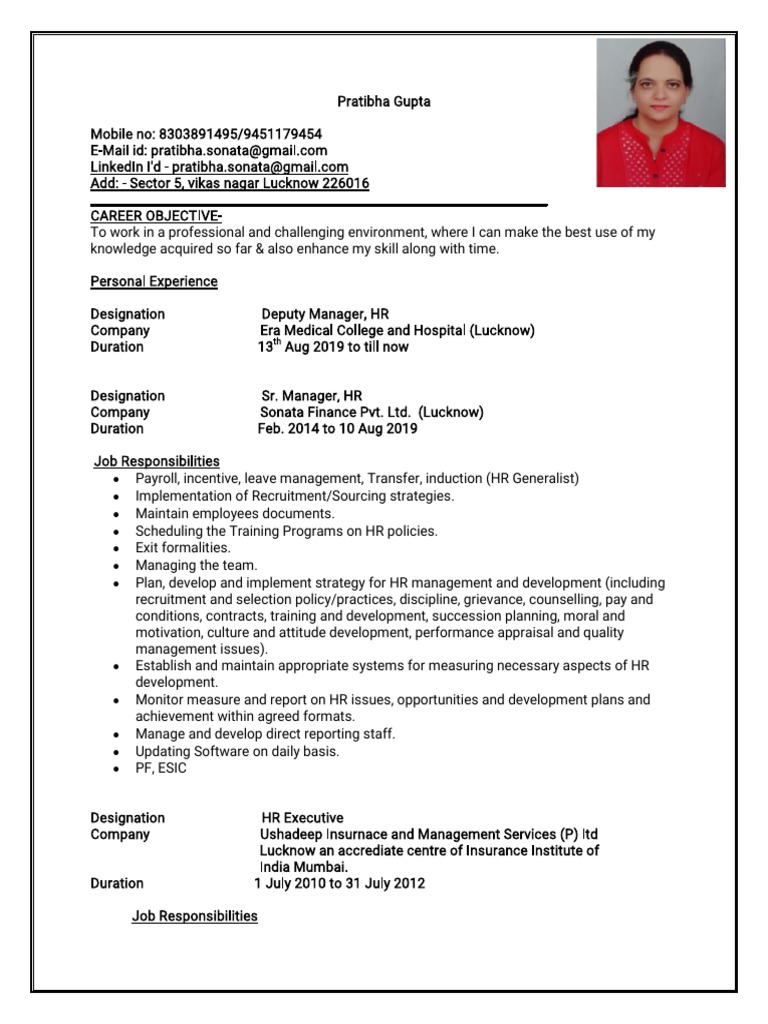Pratibha Resume | PDF | Recruitment | Business