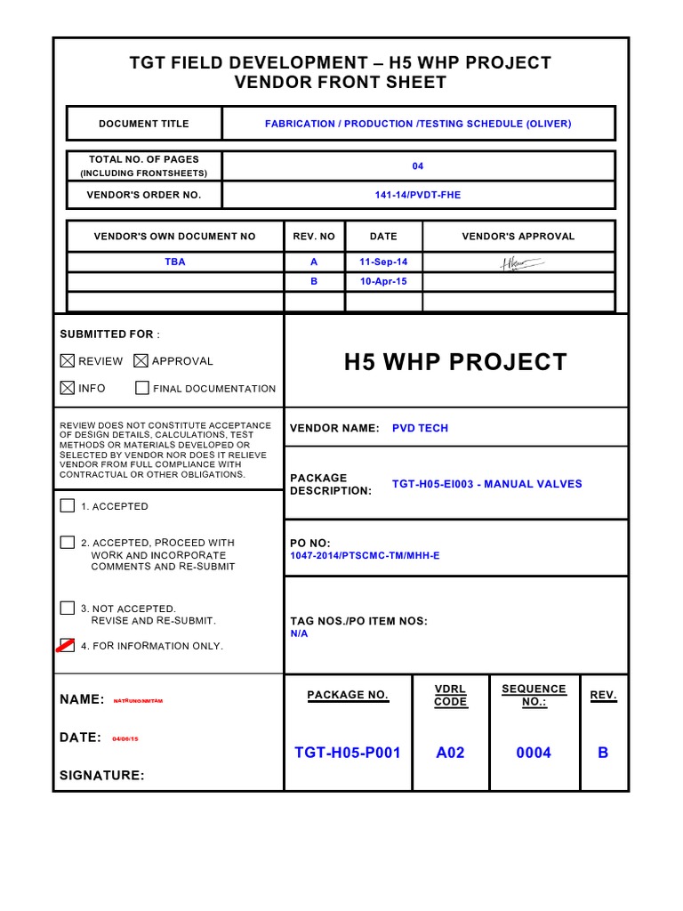 TGT-H05-P001-A02-0004-Fabrication Production Testing Schedule (Oliver ...