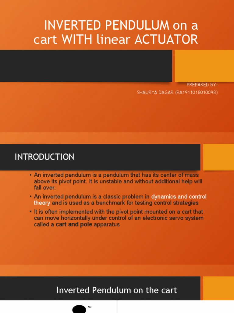 INVERTED PENDULUM On A Cart WITH Linear ACTUATOR | PDF | Mechanics ...