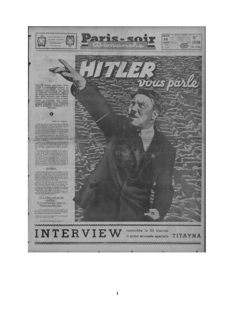 Interview d'Hitler par Paris-Soir 1936 | PDF | Adolf Hitler | Allemagne ...
