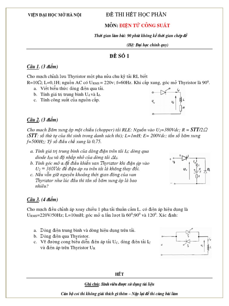 ĐỀ THI HP ĐTCS (k20) | PDF