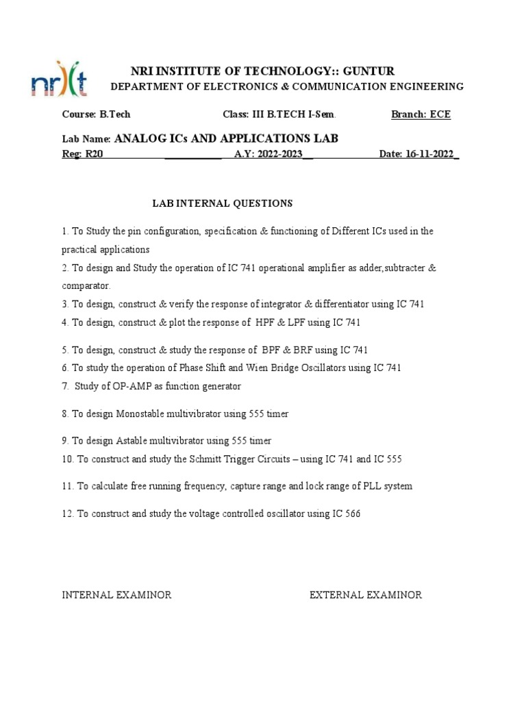 ECE Analog ICs Lab Guide | PDF | Computers | Technology & Engineering
