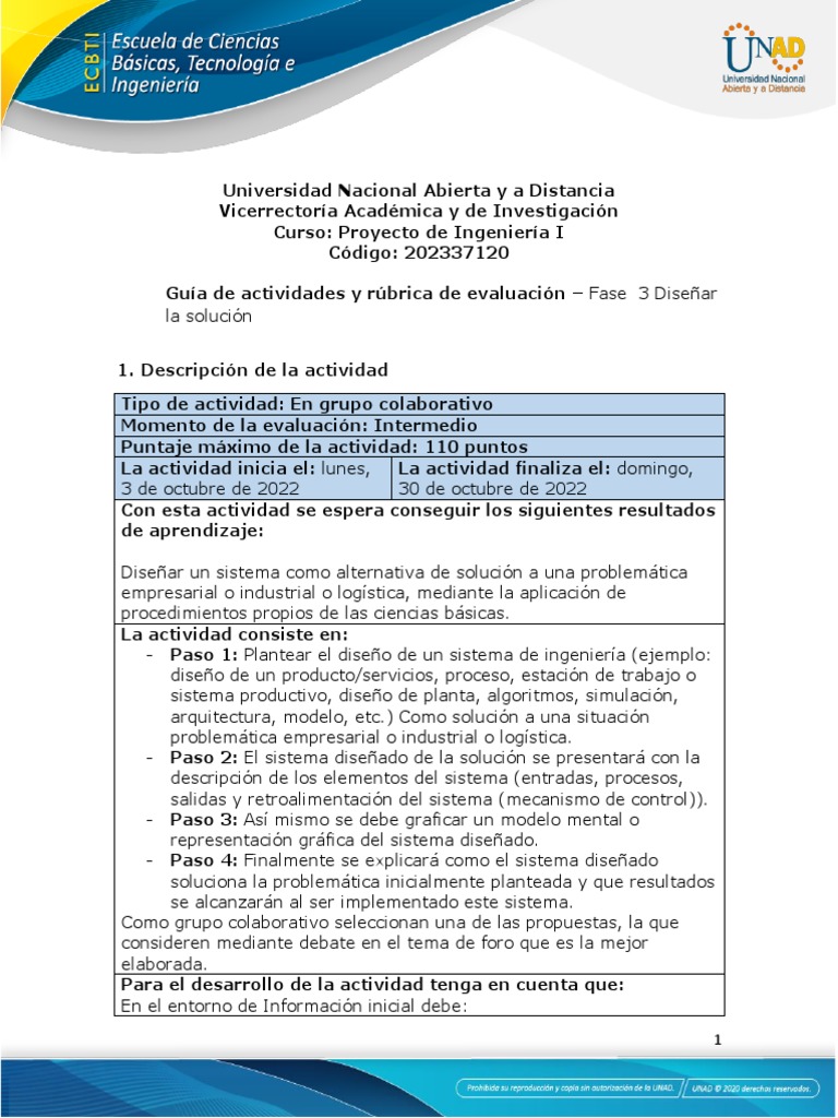 Guia de Actividades y Rúbrica de Evaluación - Unidad 2 - Fase 3 - Diseñar La Solución | PDF ...