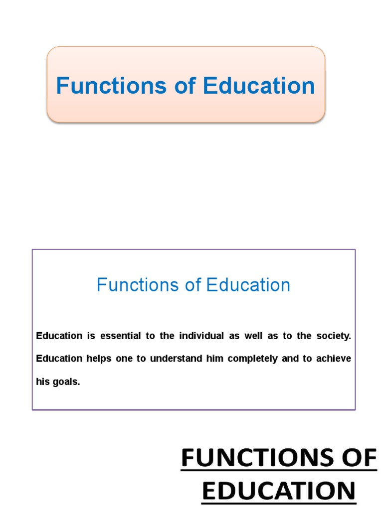 Functions of Education | PDF