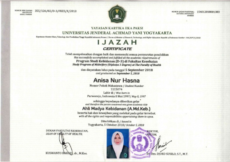 Ijazah D3 Unjaya | PDF