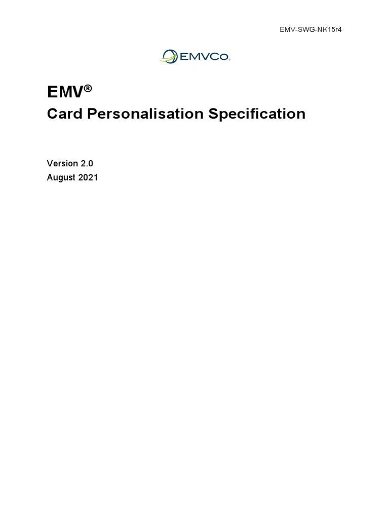 EMV SWG NK15r4 EMVCo Card Personalisation Specification With AES ...