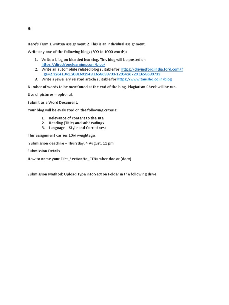 Blog Writing Assignment Detail | PDF | Computers