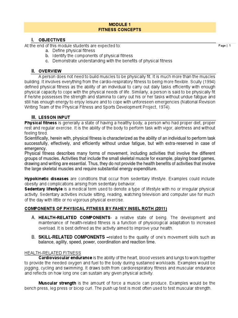 PE 101 Midterm Module PDF | PDF | Physical Fitness | Foot