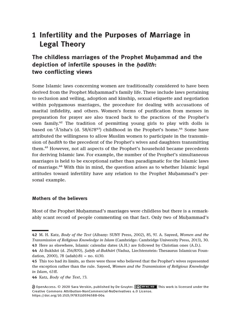 1 Infertility and The Purposes of Marriage in Legal Theory | PDF ...