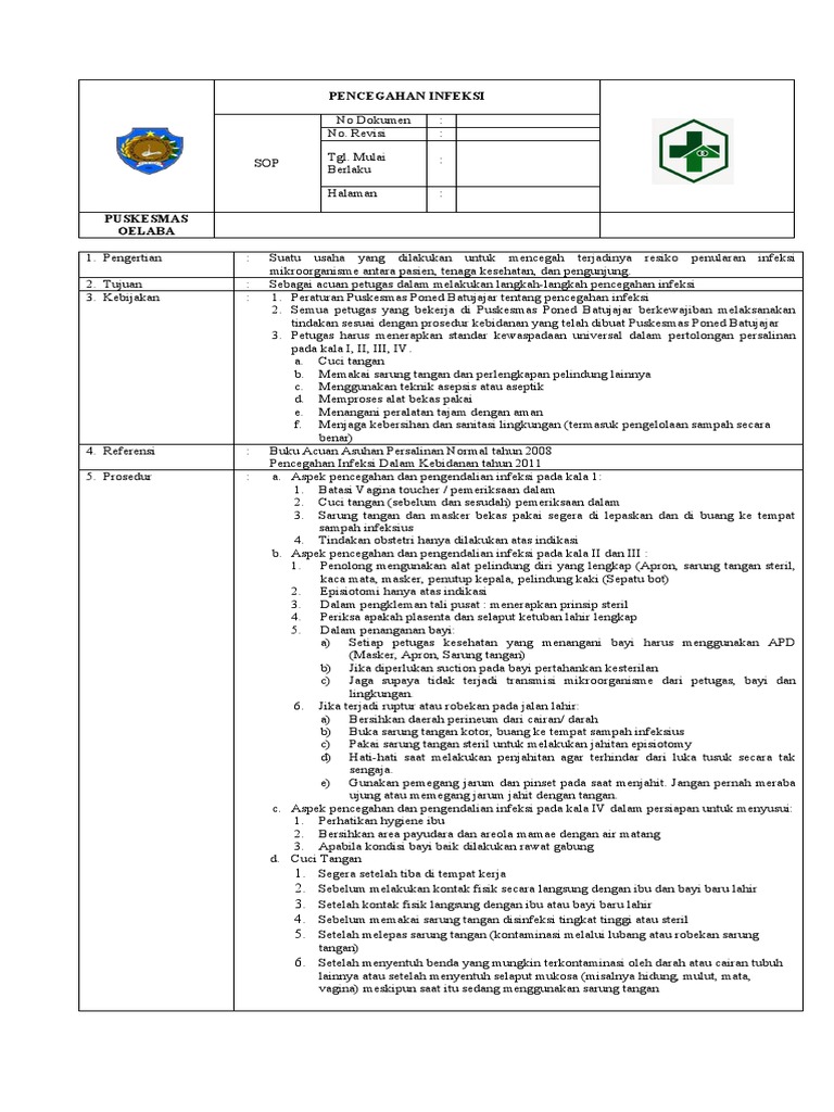 Sop Pencegahan Infeksi | PDF