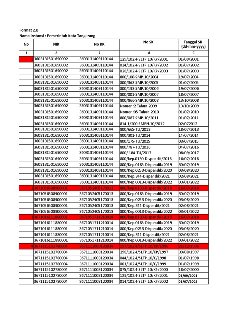 Formulir Pendataan Non-ASN (Format 2) - 2022 | PDF