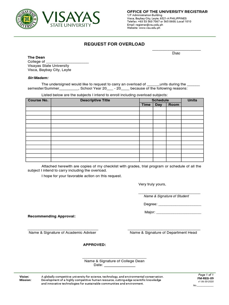 Request for Overload Approval | PDF | Science