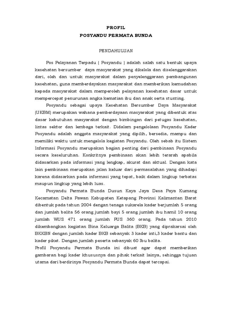 Profil Posyandu Permata Bunda | PDF