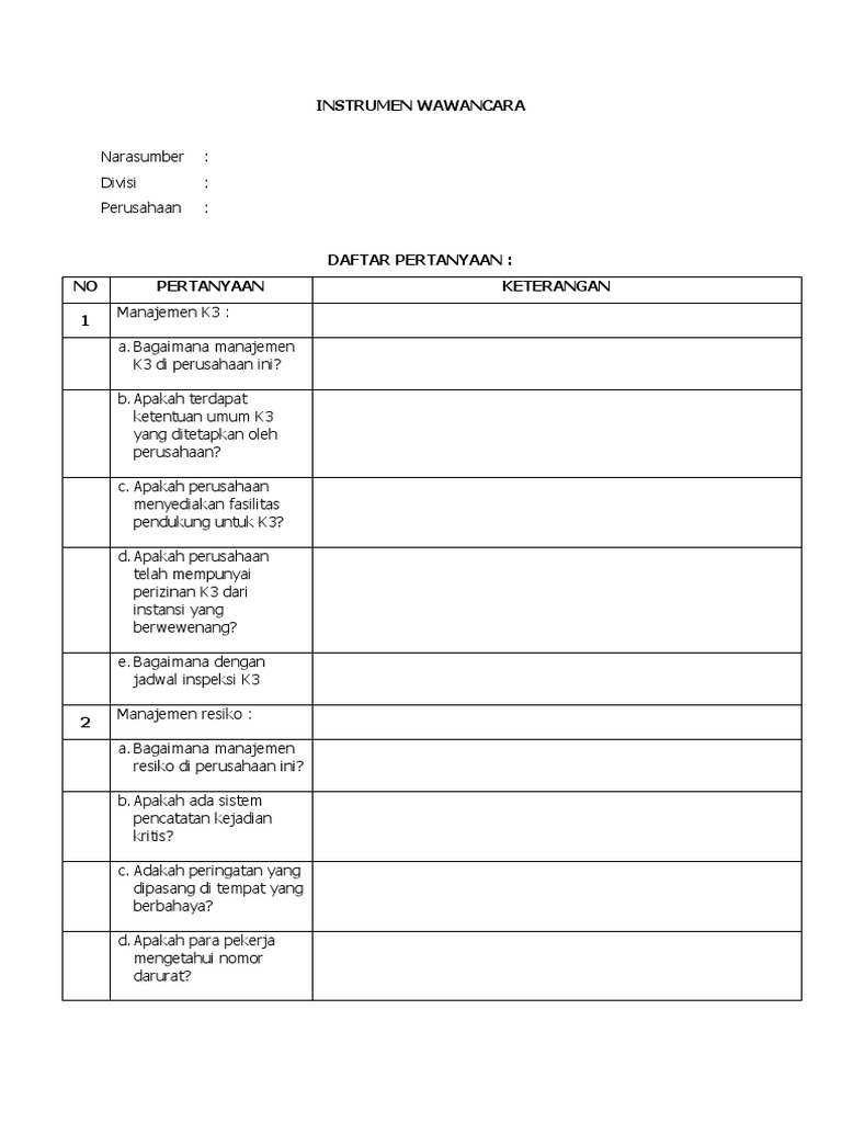 Daftar Pertanyaan | PDF