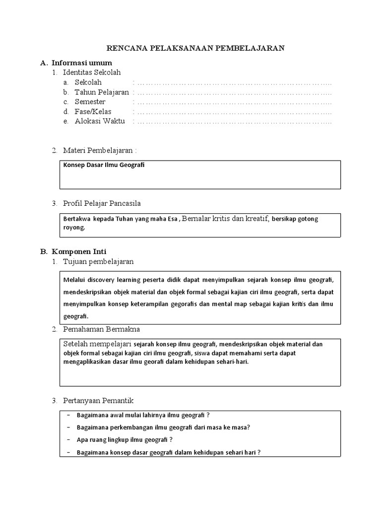 RPP Kurikulum Merdeka Geo Smansa | PDF