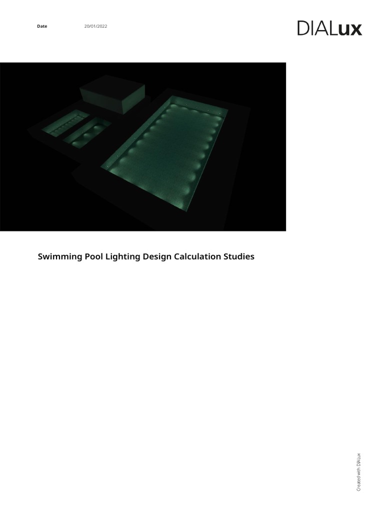 Swimming Pool Lighting Design Calculation Studies - Report | PDF