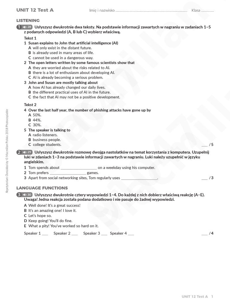Unit Test 12A | PDF