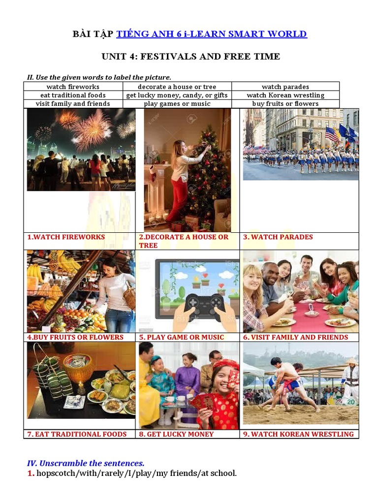 Unit 4: Festivals and Free Time Answers | PDF | Home & Garden | Art