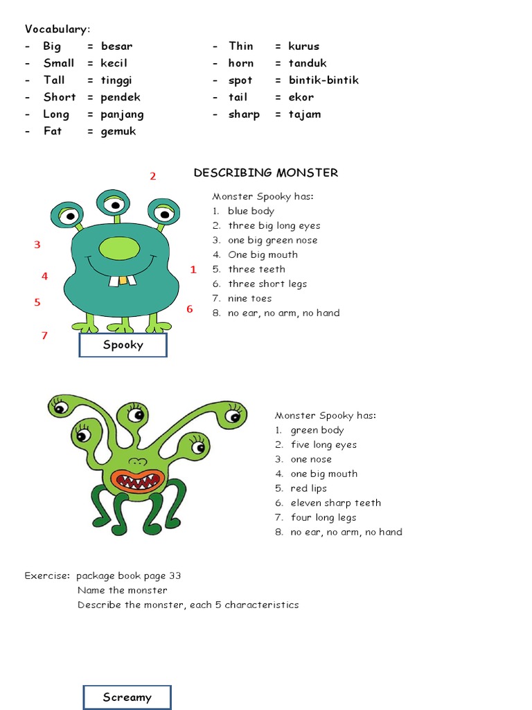 Monster Descriptions and Vocabulary Guide | PDF