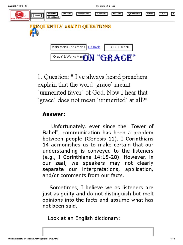 Meaning of Grace | PDF | Divine Grace | Grace In Christianity