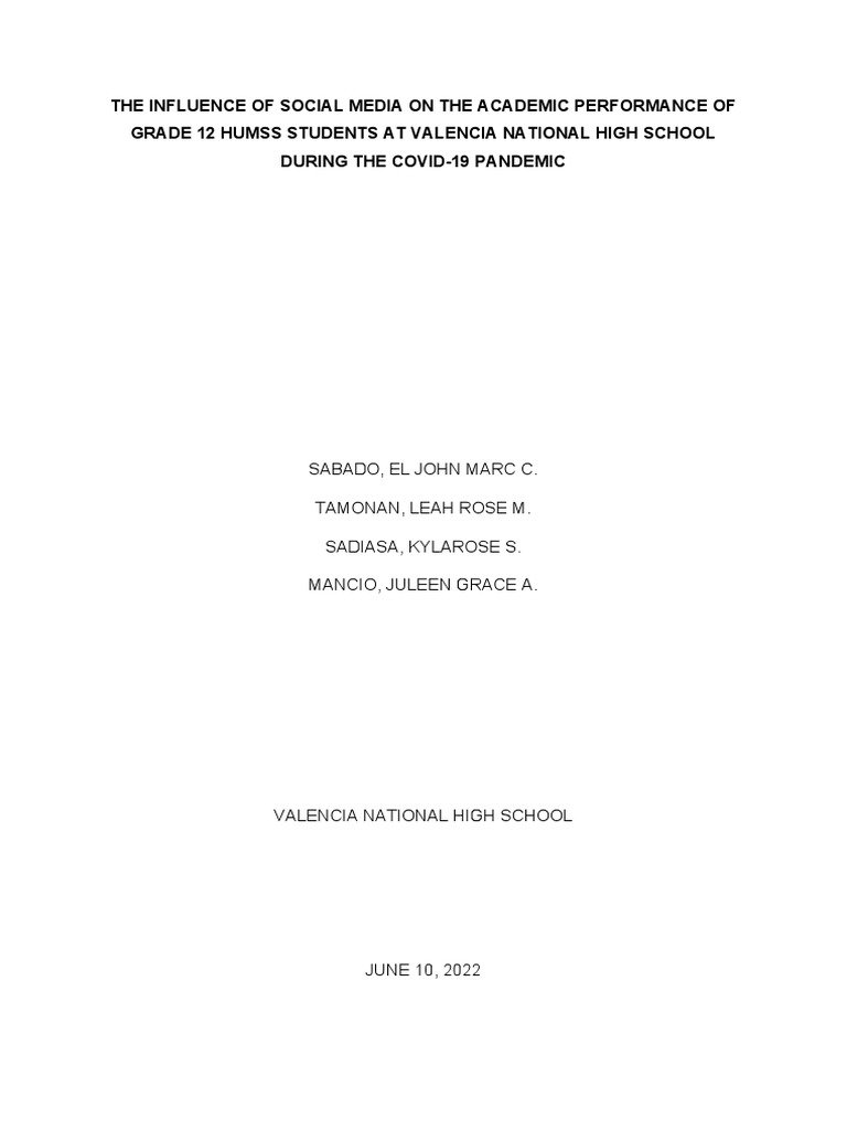 The Influence of Social Media On The Academic Performance of Grade 12 ...