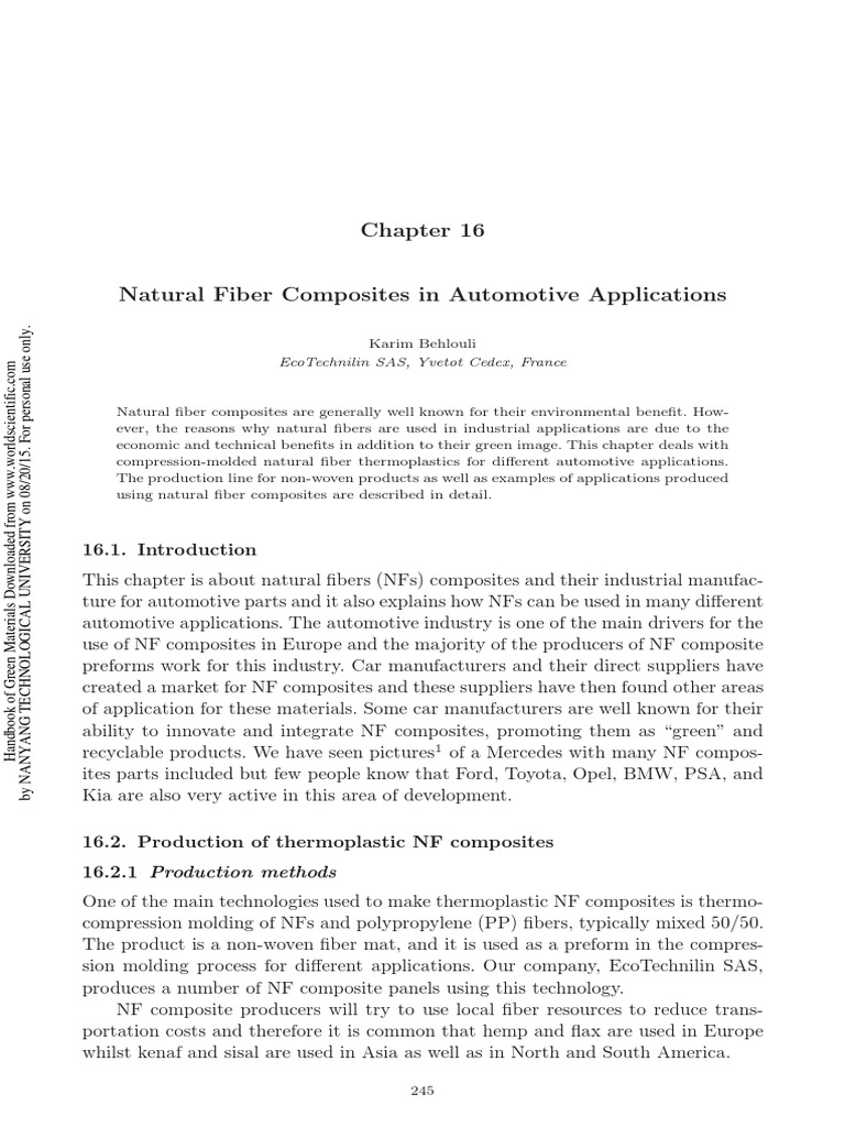 Natural Fiber Composites in Automotive Applications | PDF | Composite ...