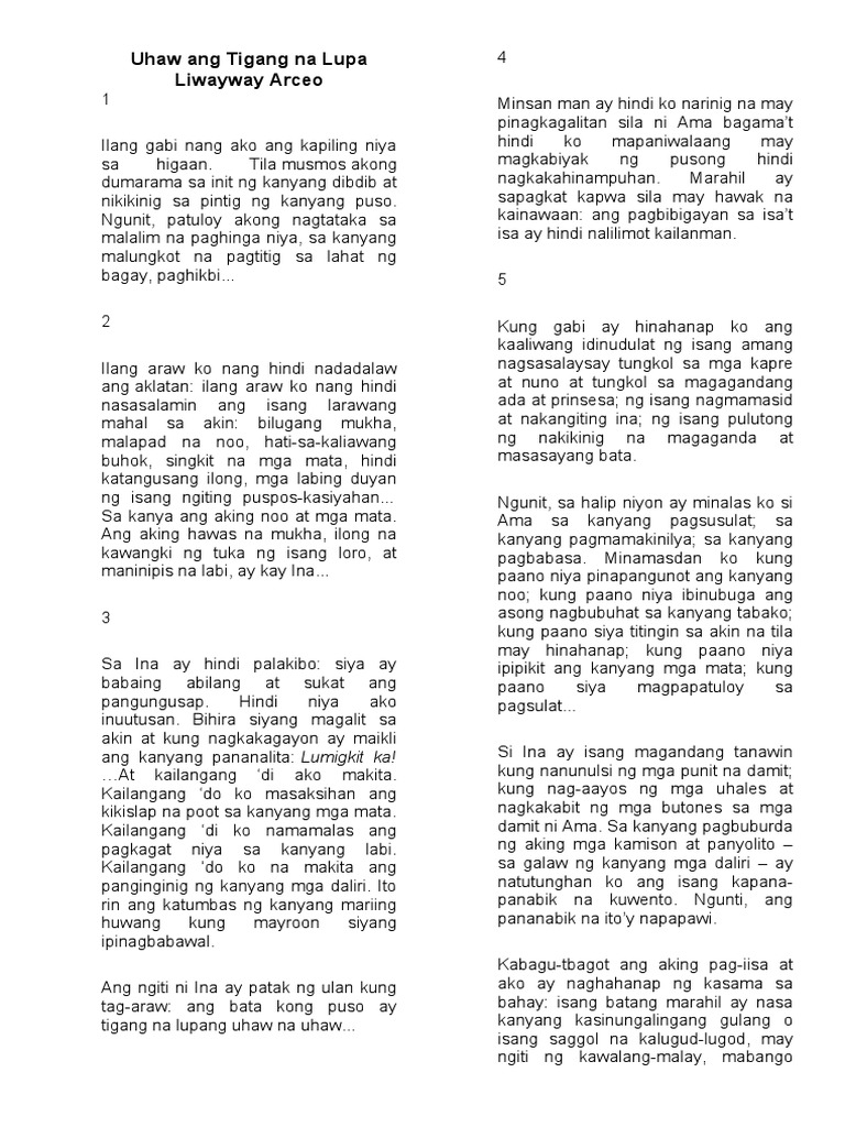 Uhaw Ang Tigang Na Lupa | PDF