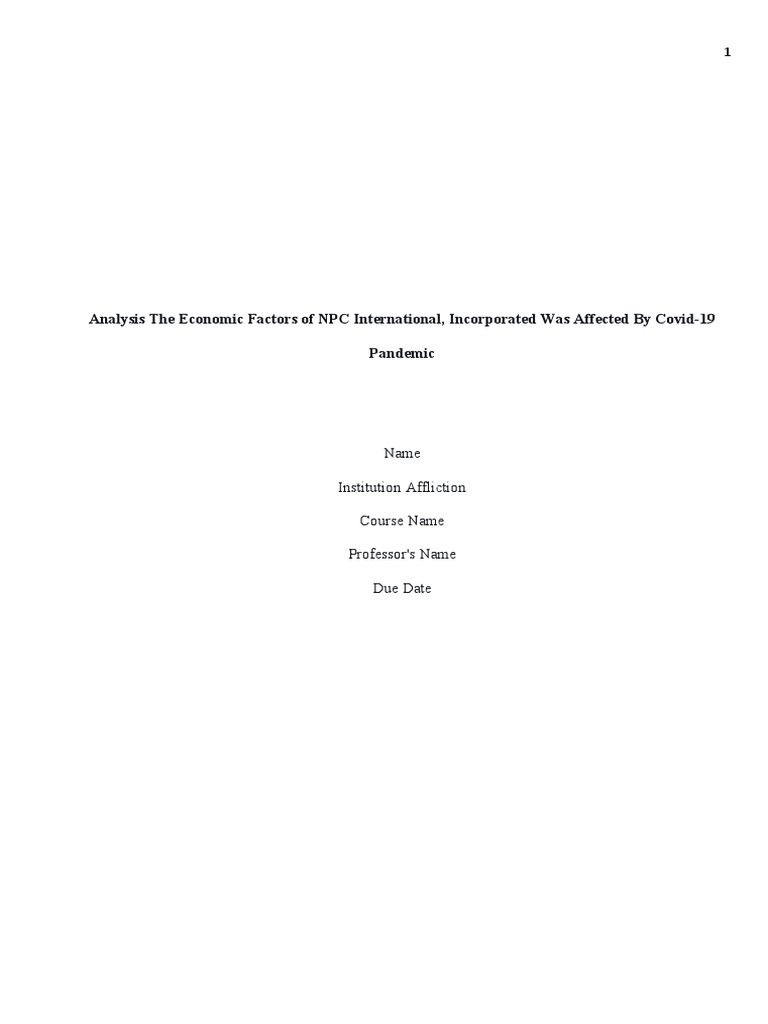 NPC International, Inc. Research Anlysis | PDF | Financial Crisis Of ...