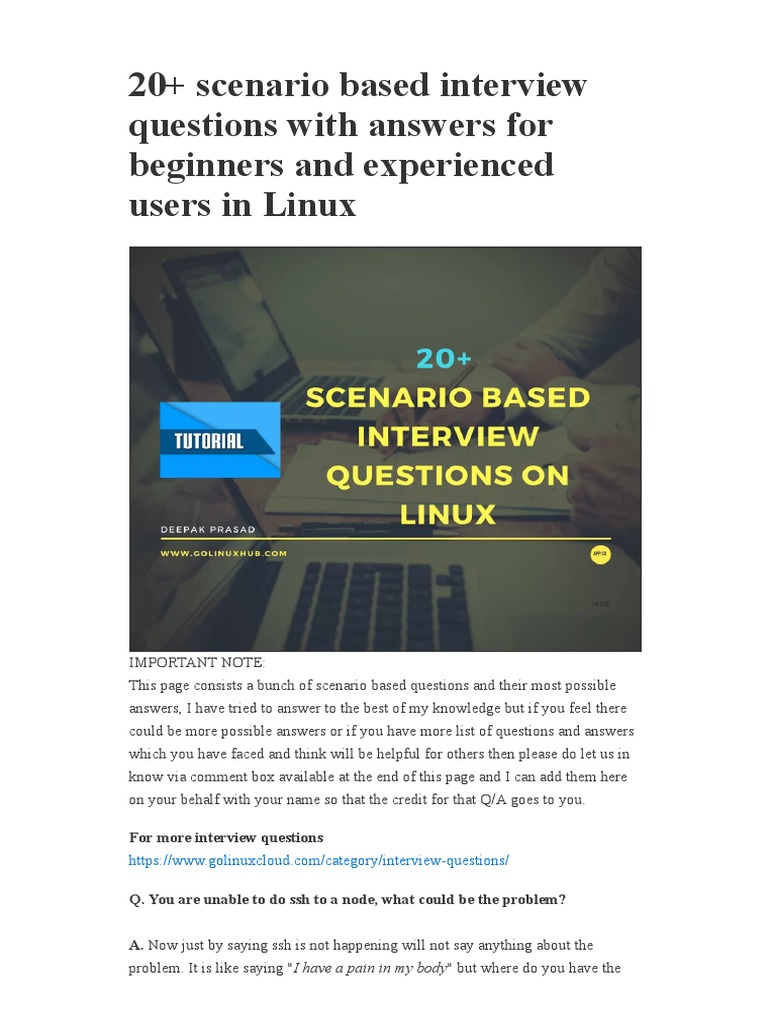 20+ Scenario Based Interview Questions With Answers For Beginners and Experienced Users in Linux ...