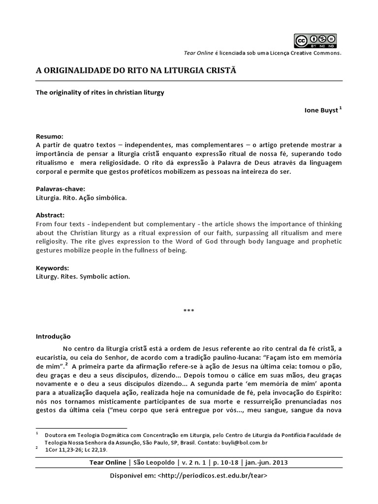A Originalidade Do Rito Na Liturgia Cristã | PDF