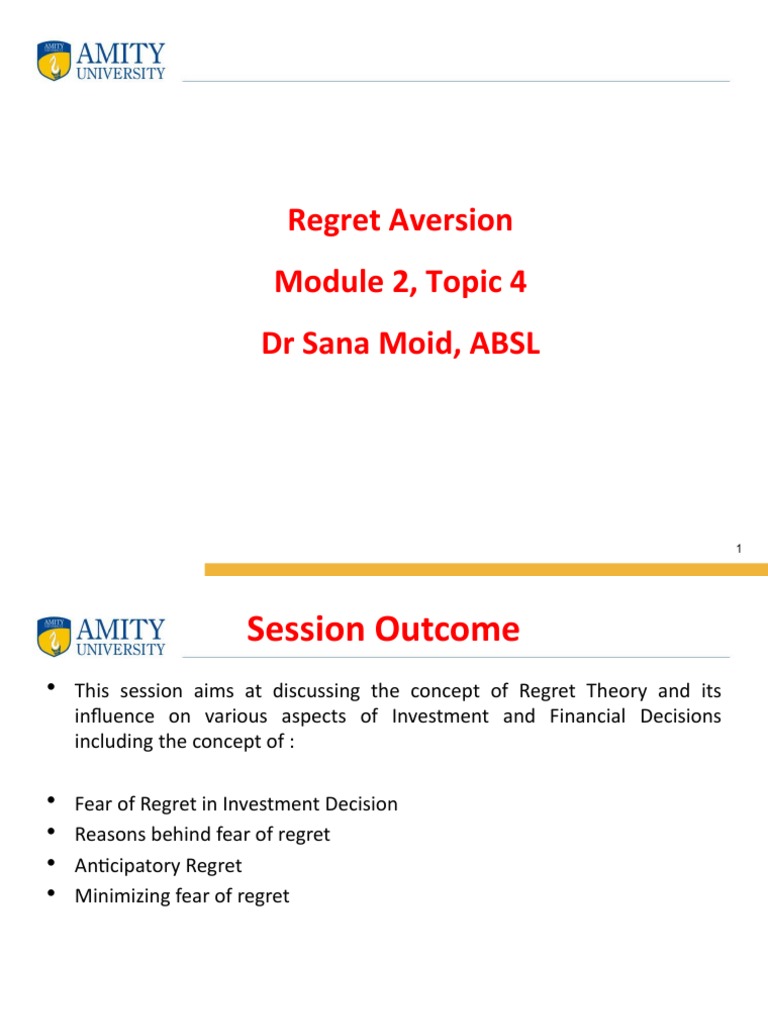 Module 2 Regret Aversion | PDF | Utility | Risk