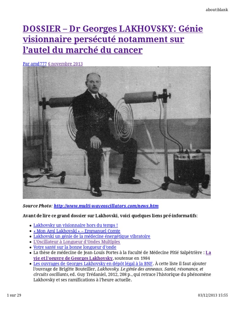 Dossier - Georges LAKHOVSKY | PDF | Cancer | Résonance