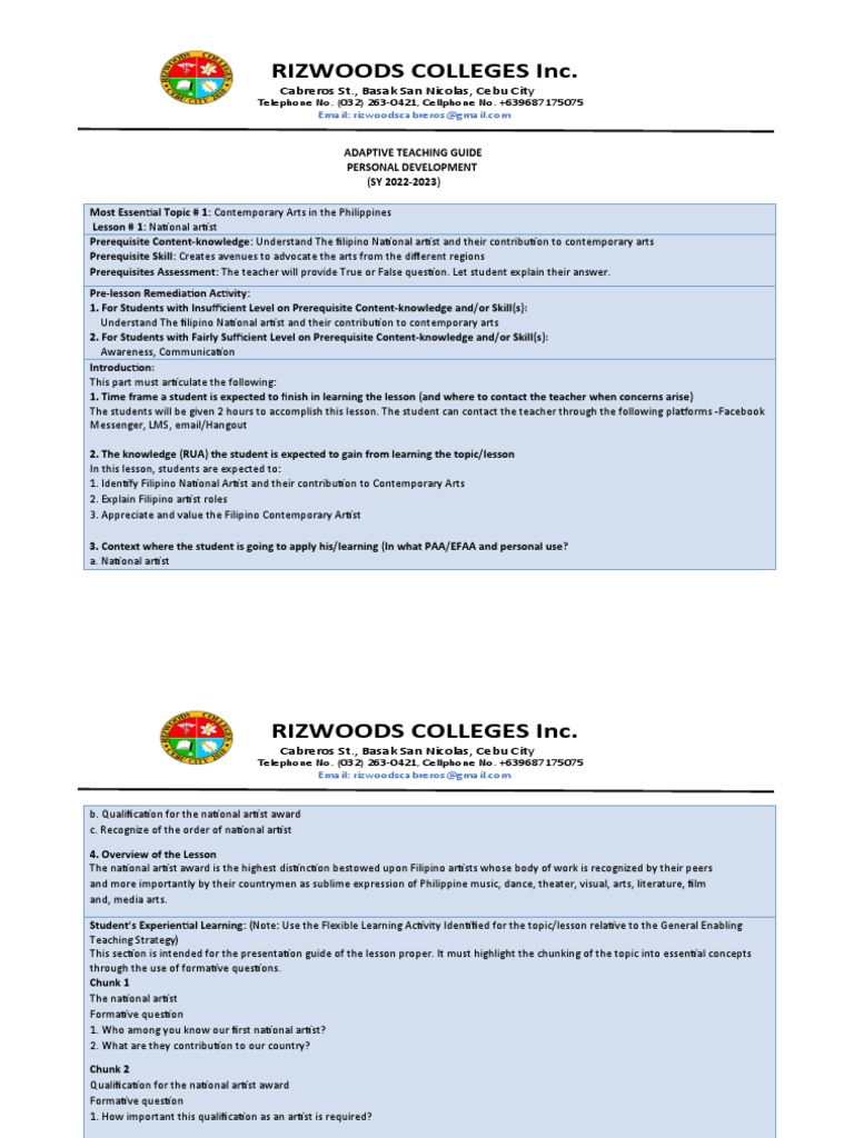 ATG - MET1-The National Artist | PDF | Teaching Method | Learning