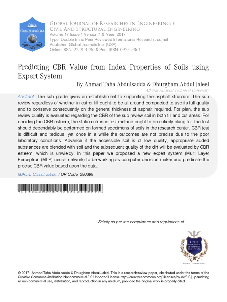 Predicting CBR Value From Index Properties of Soils Using Expert System | PDF