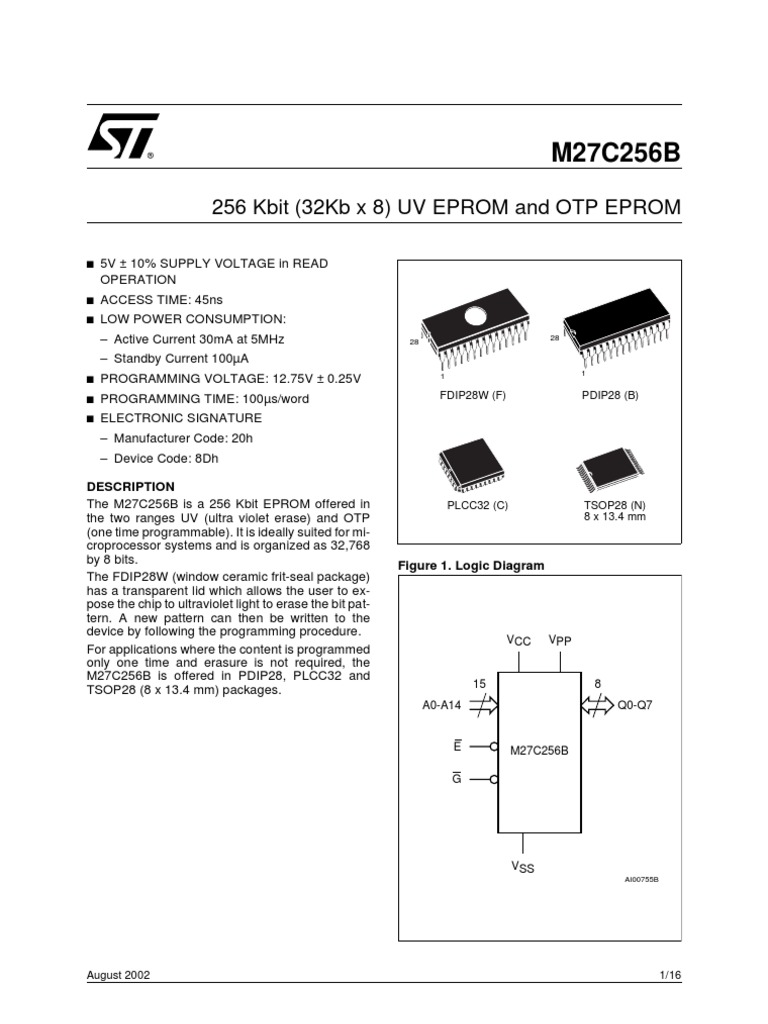 256 Kbit (32Kb X 8) UV EPROM and OTP EPROM: Description | PDF