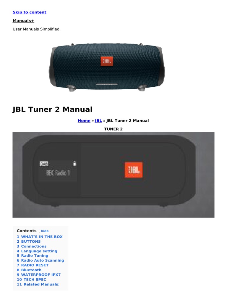 JBL Tuner 2 Manual | PDF | Technology & Engineering