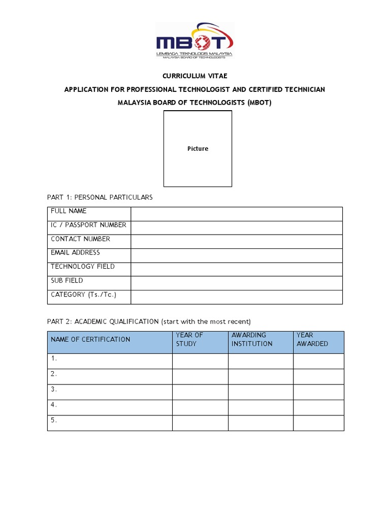 MBOT PROFESSIONAL CURRICULUM VITAE v1 | PDF | Career & Growth | Computers