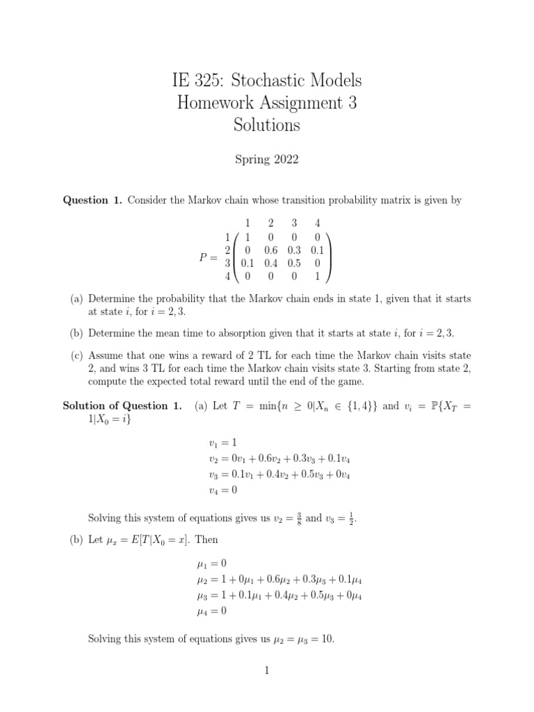 HW 3 | PDF | Markov Chain | Probability Theory