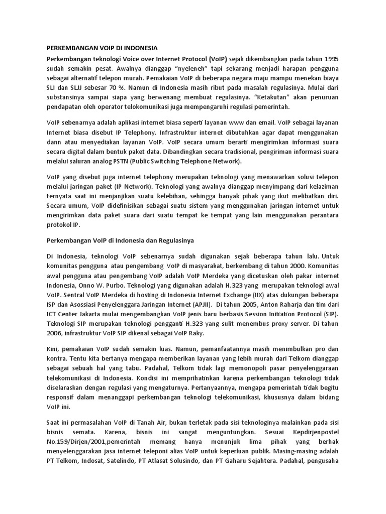 Modul 5 TLJ-XII-Perkembangan VoIP Di Indonesia | PDF