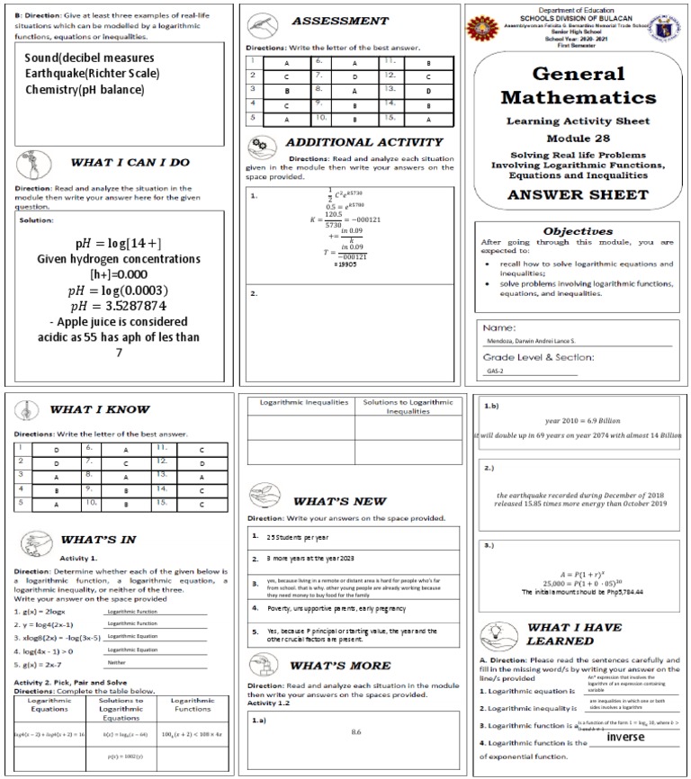 GM Module 28 Answers | PDF | Logarithm | Mathematics