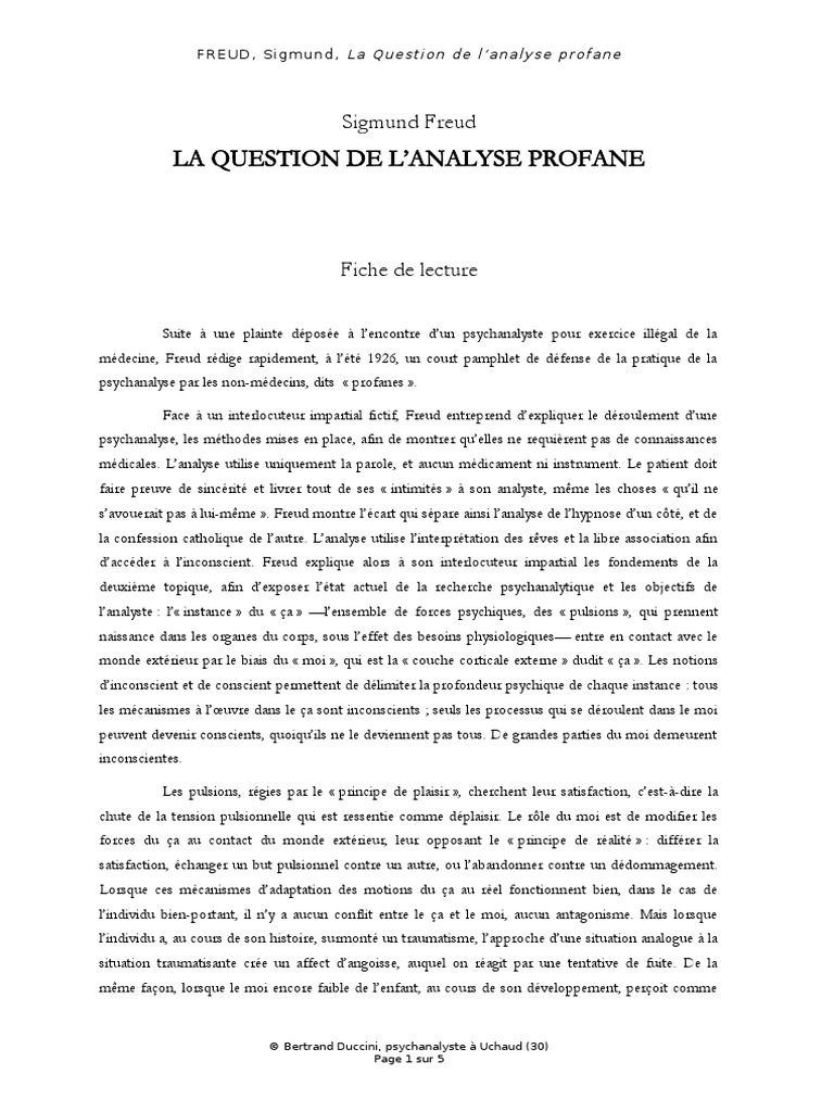 FREUD - La Question de L'analyse Profane | PDF