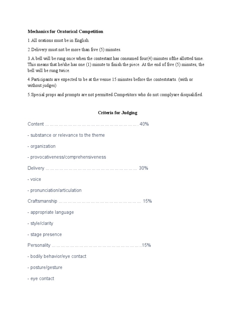 Mechanics For Oratorical Competition 1 | PDF | Foreign Language Studies