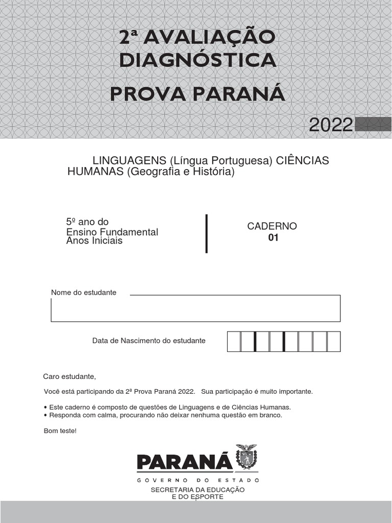 5º Ano - Cad 1 - LP - CH - Prova PR-2 Ed 2022 - Comentada | PDF ...