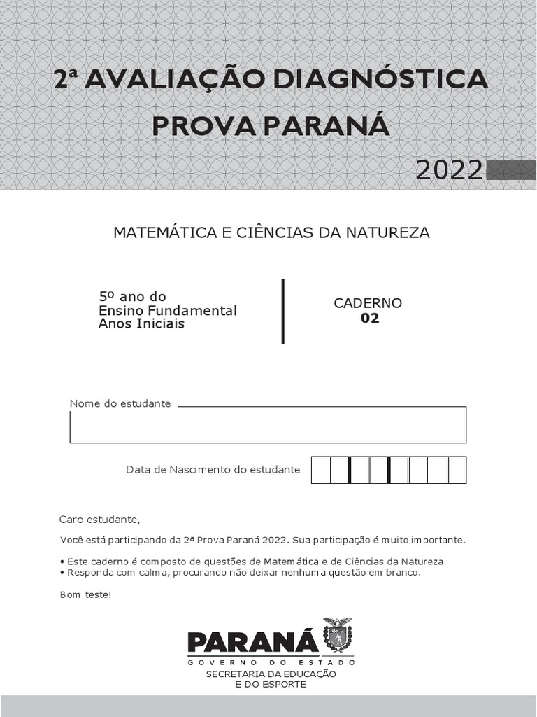 5º Ano - Cad 2 - MT - CN - Prova PR-2 Ed 2022 - Comentada | PDF