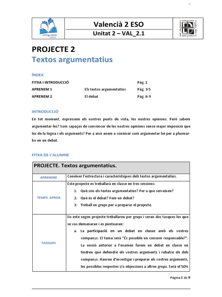 VAL - 2.1 Els Textos Argumentatius | PDF