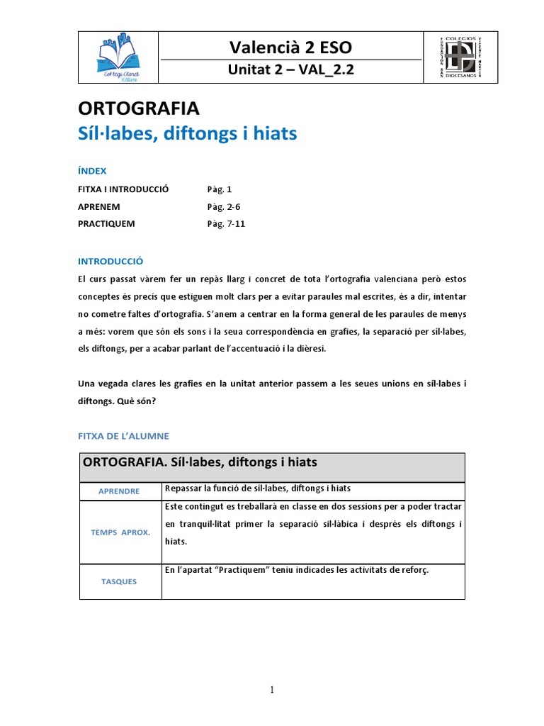 VAL - 2.2 Síl Labes I Diftongs | PDF