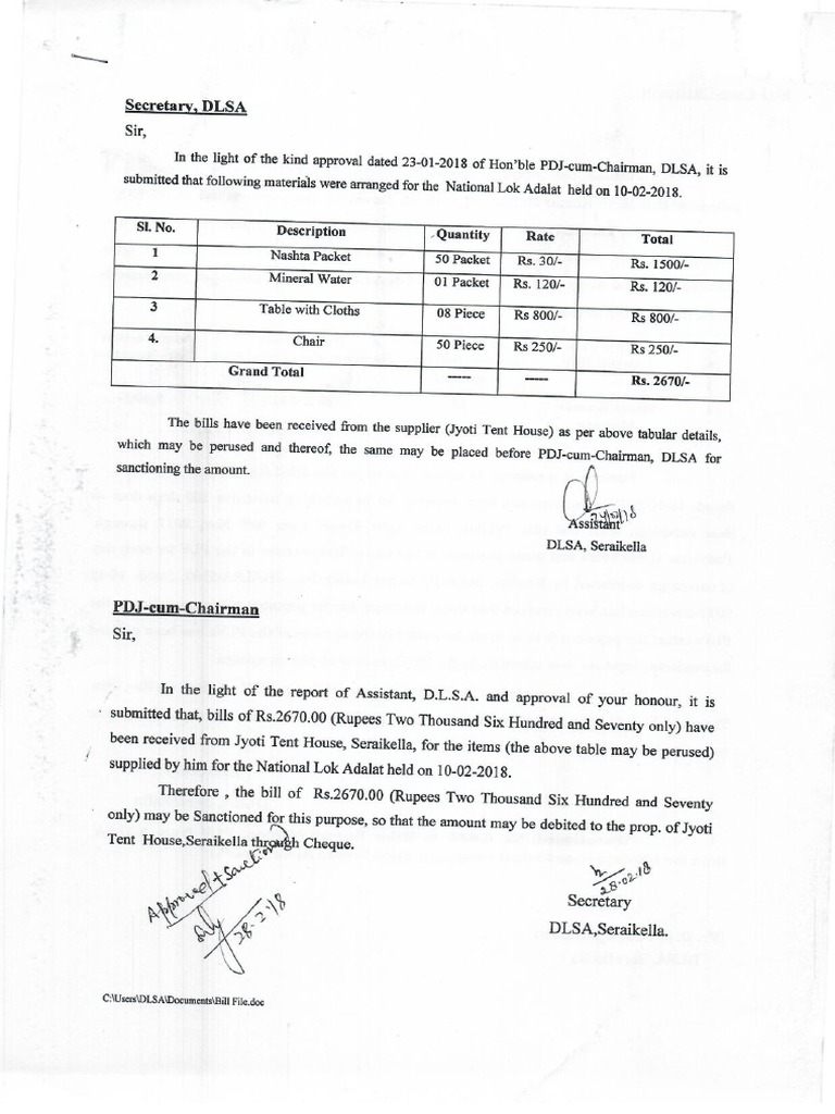 Bill For Jyoti Tent House | PDF