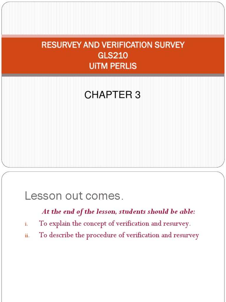 Chapter 3 Resurvey and Verification Survey | PDF | Surveying | Science