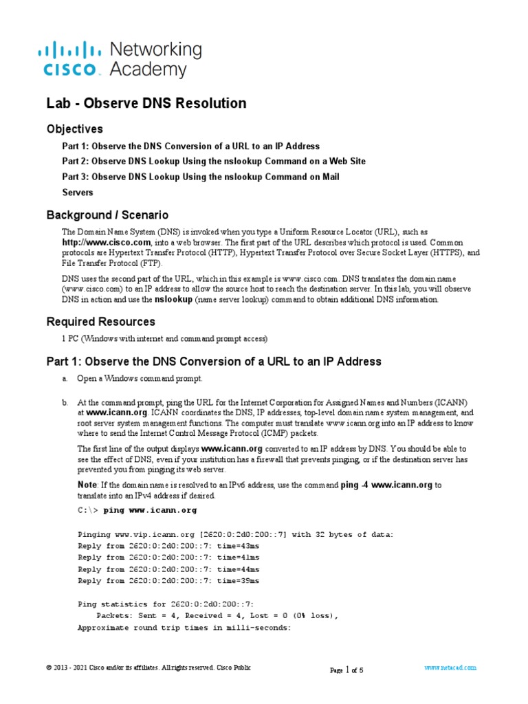 15.4.8-Lab - Observe-Dns-Resolution | PDF